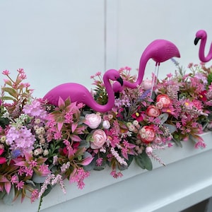 Pink Flamingo Mantel • Summer Decor for Fireplaces • Flamingo ...