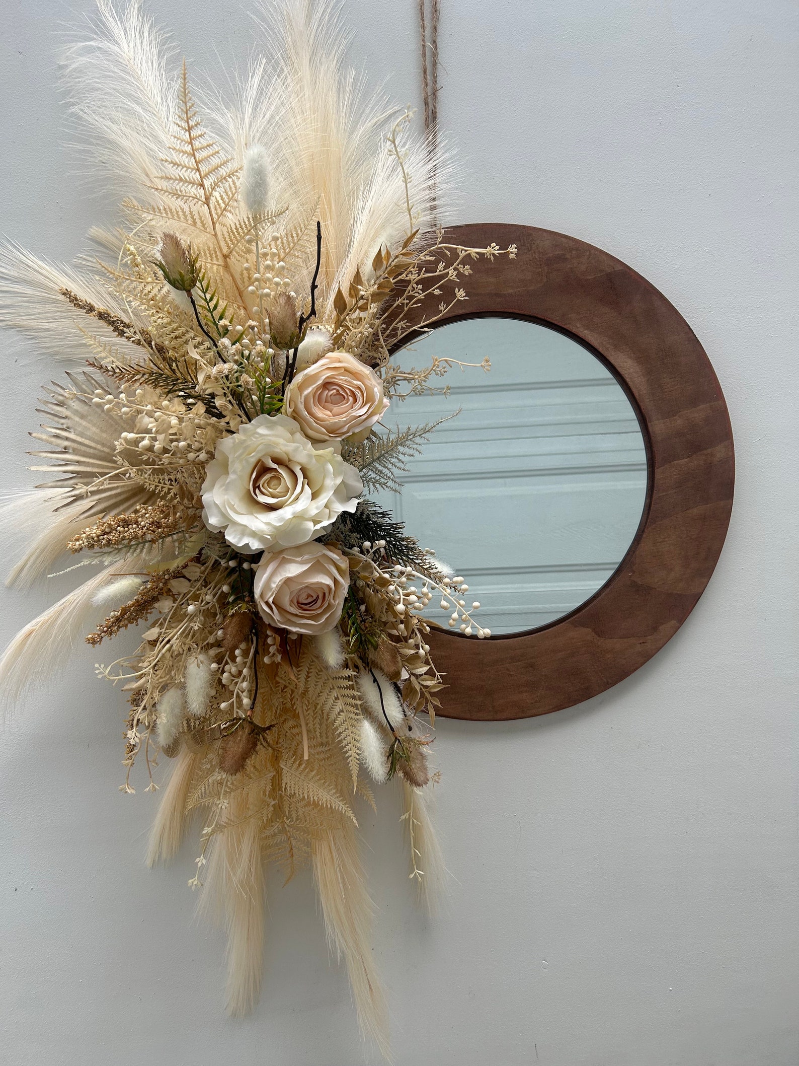 Pampas Mirror • Pampas Home Decor • Pampas Decor • Wall With Pampas ...