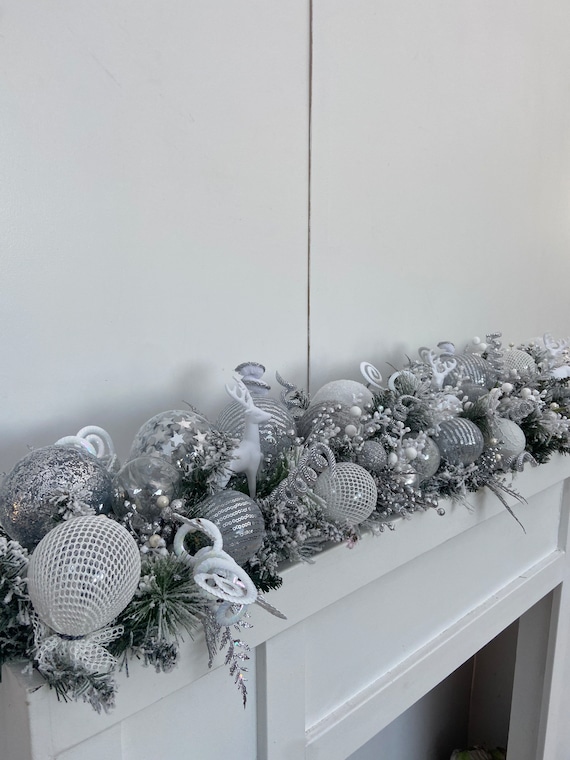 Christmas Garland Christmas Mantel Snowy and White Christmas Decor Jolly and Festive Decor Snow Etsy