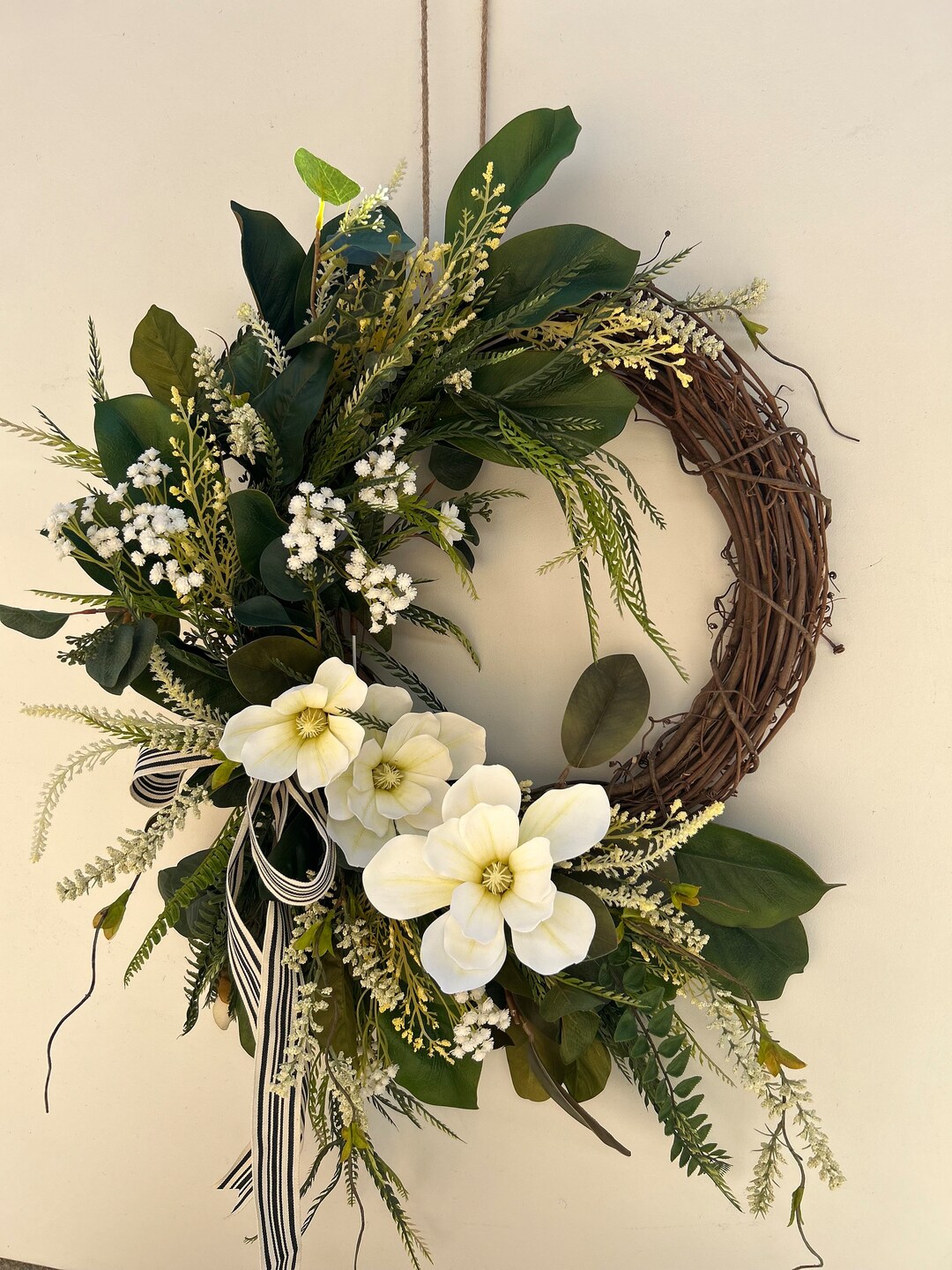 Magnolias Wreath • Summer Decor for Fireplaces • Flower Wreath ...