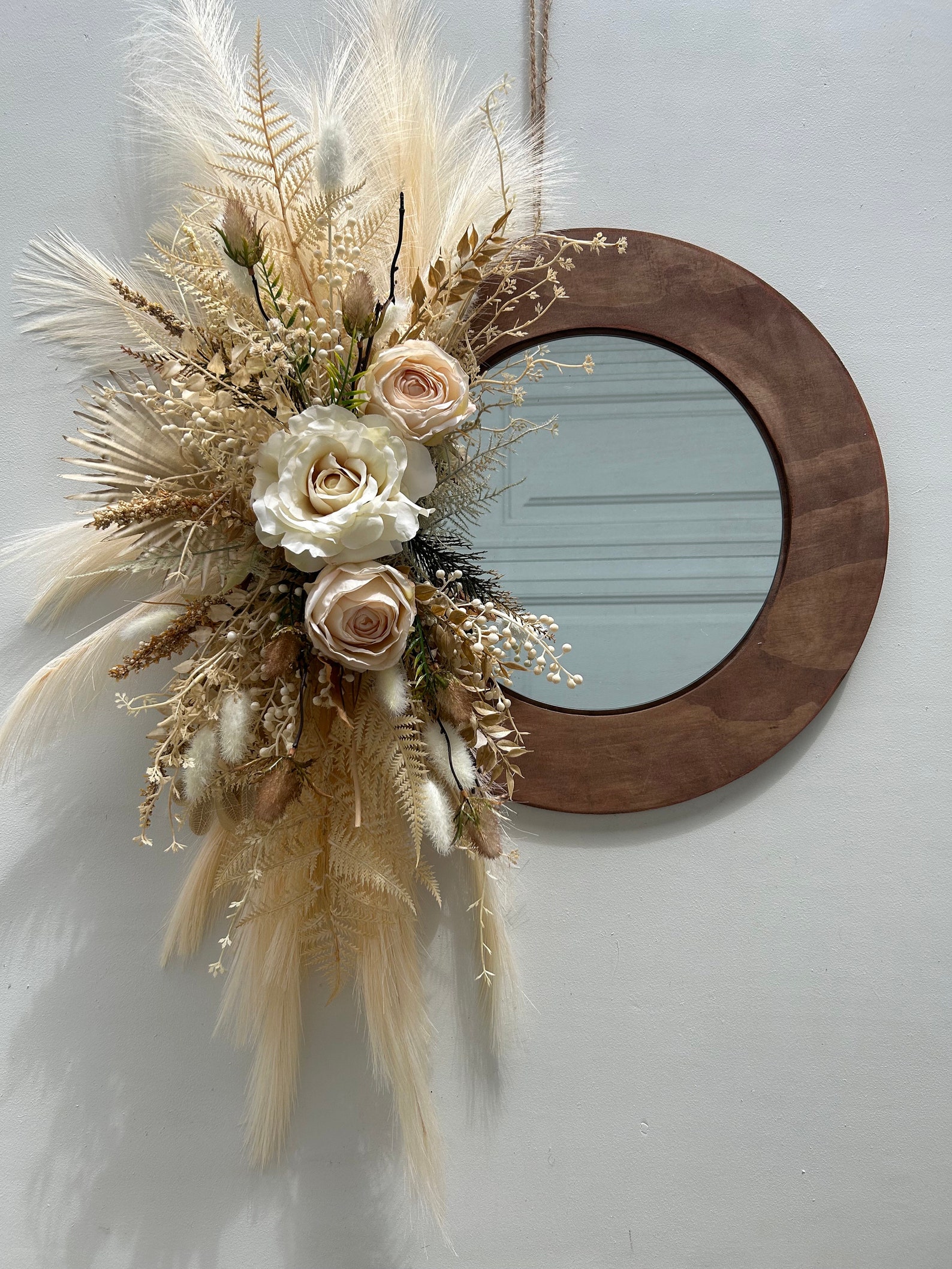 Pampas Mirror • Pampas Home Decor • Pampas Decor • Wall With Pampas ...