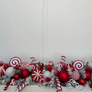 Christmas Garland • Christmas Mantle • Red & White Christmas Decor ...