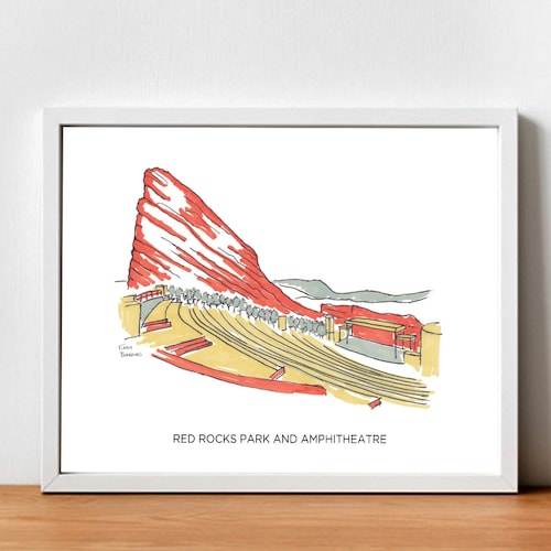 Red Rocks Amphitheatre Print Architecture Poster Colorado - Etsy