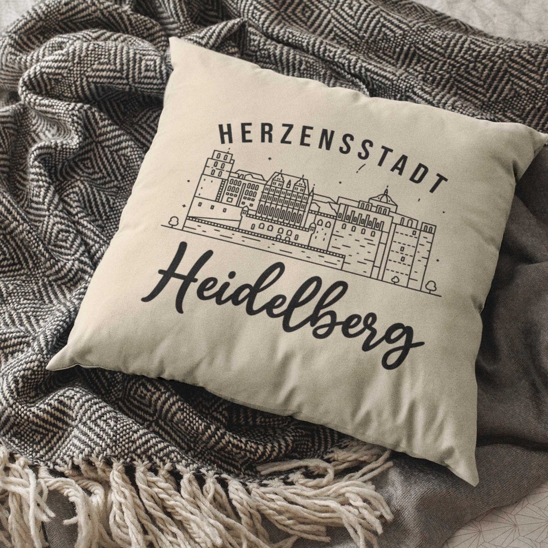 Heart City Heidelberg | Modern Statement Cushion With Landmarks | 40 X ...