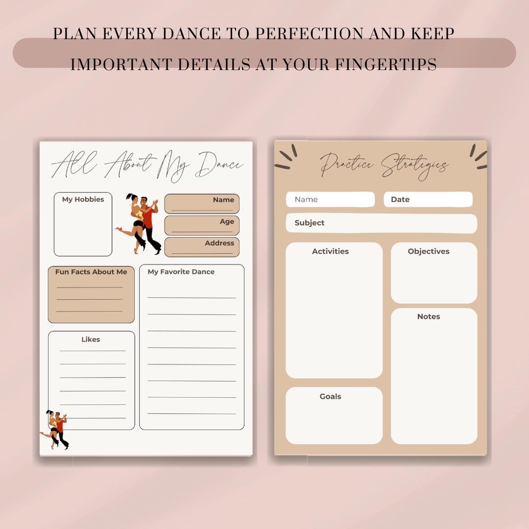 Dance Class Notes: Printable Journal & Planner (PDF Download) - Etsy