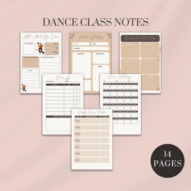 Dance Class Notes: Printable Journal & Planner (PDF Download) - Etsy