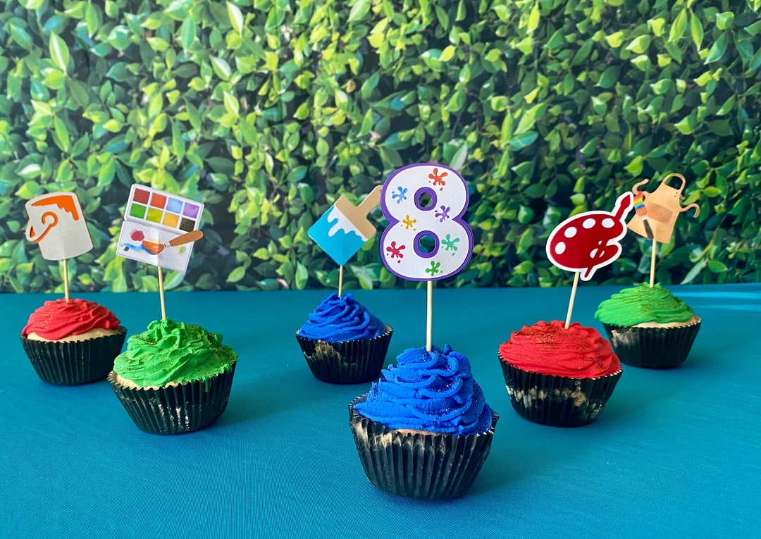 Art Party Cupcake Toppers, Art Party Supplies, Art Decor, Art Party ...