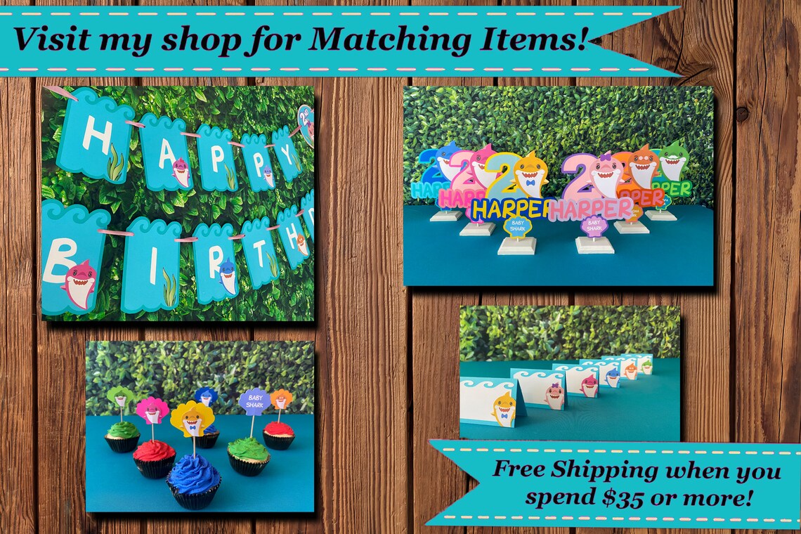 Baby Shark Food Labels Baby Shark Place Cards Baby Shark - Etsy