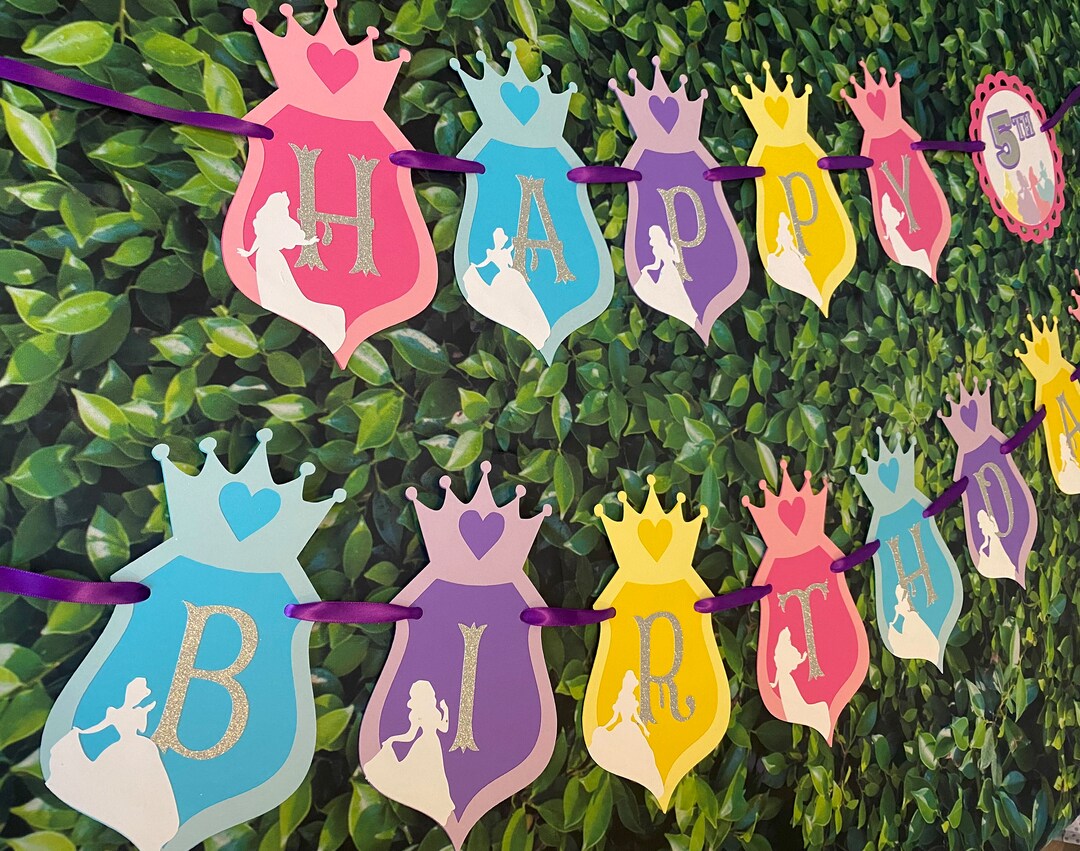 Princess Birthday Banner, Snow White, Sleeping Beauty, Beauty and the ...