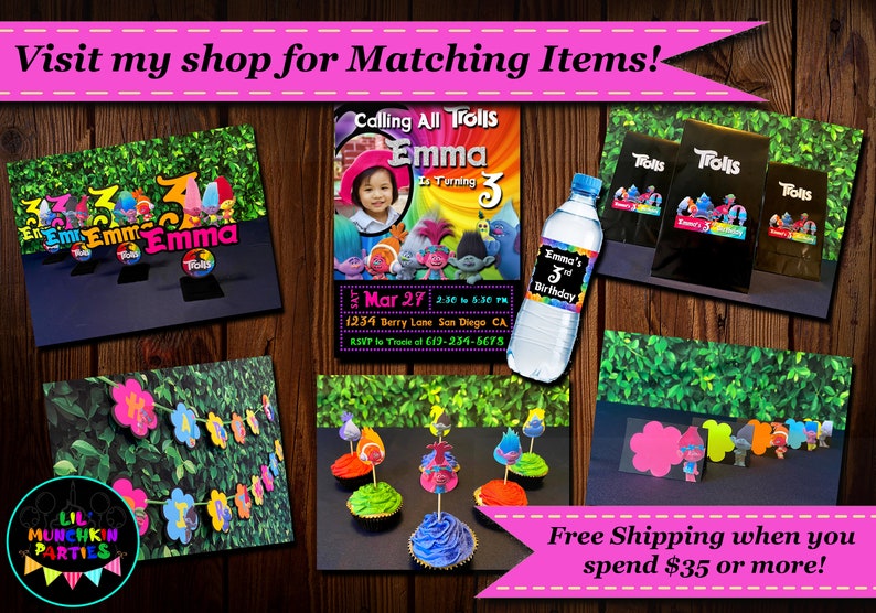 Trolls Food Labels Trolls Place Card Trolls Tent Card | Etsy