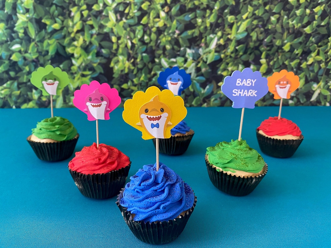 Baby Shark Cupcake Toppers, Baby Shark Party Supplies, Baby Shark Cake ...