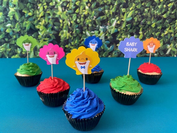 Baby Shark Cupcake Toppers Baby Shark Party Supplies Baby - Etsy