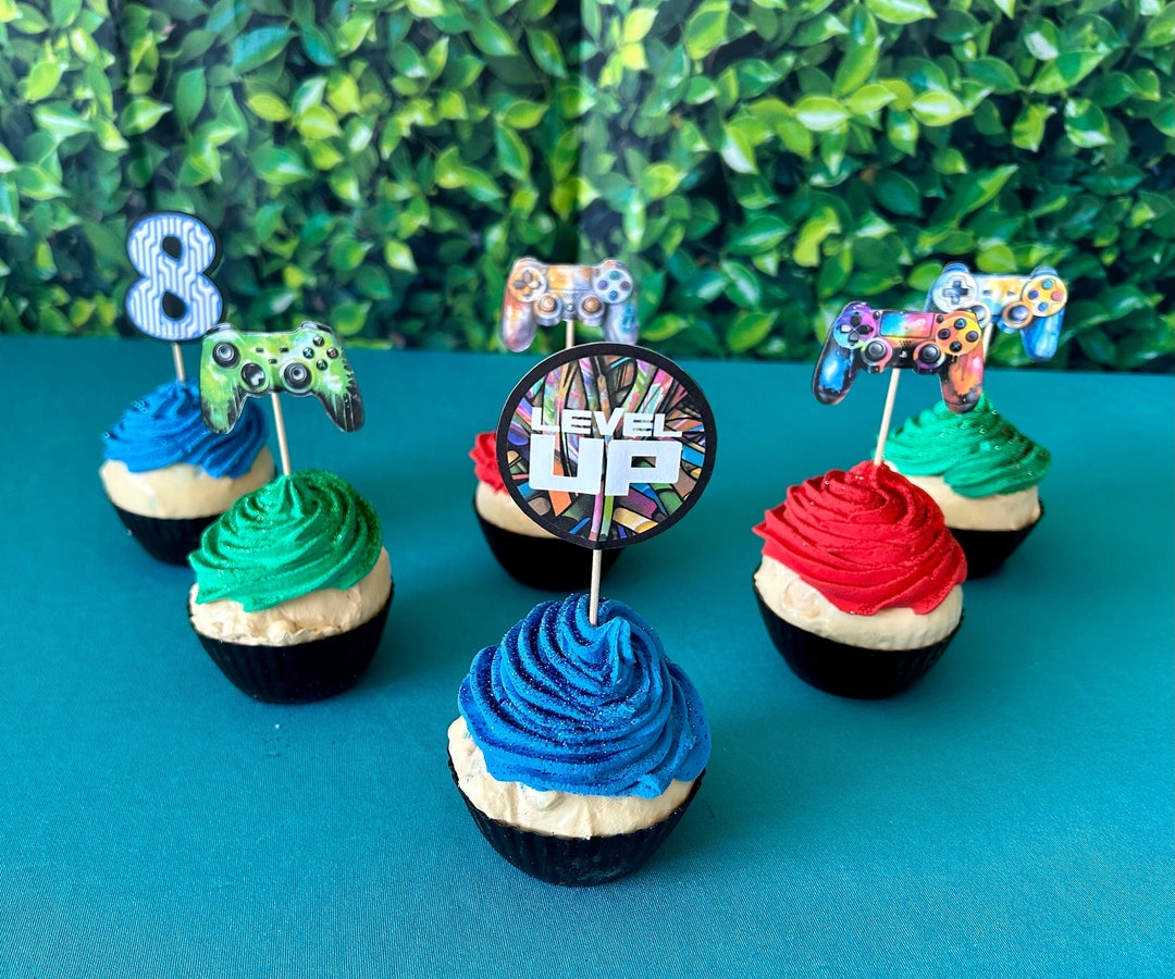 Game Party Cupcake Toppers, Game Party Supplies, Game Party Cake Topper ...