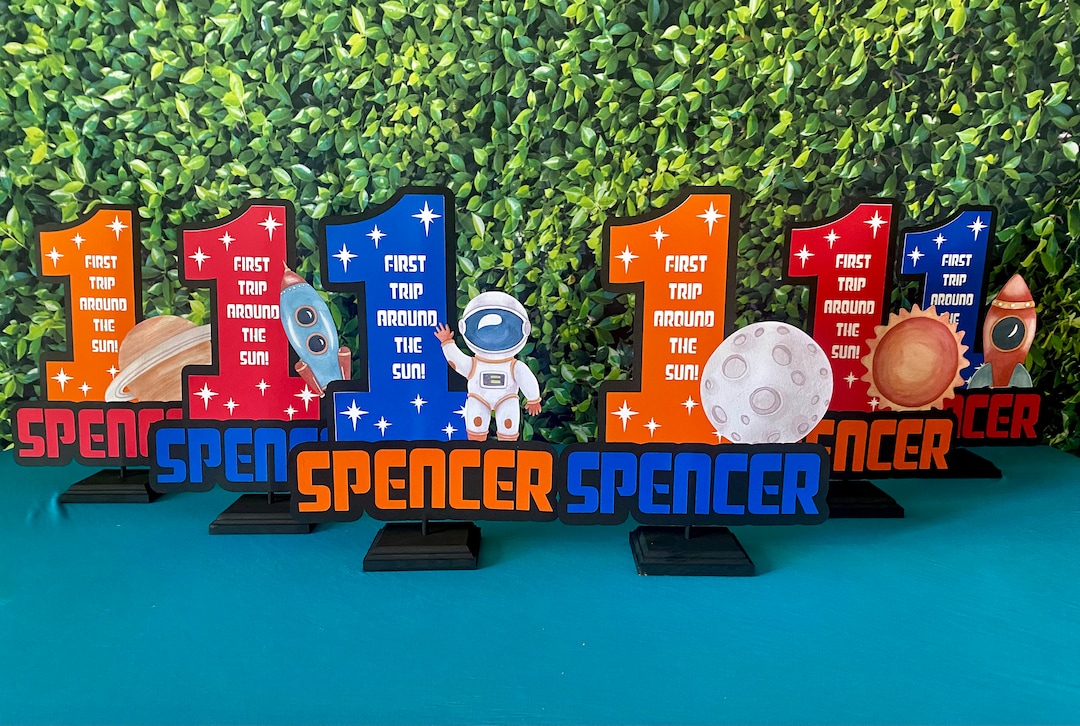 First Trip Around the Sun Centerpiece, Space Birthday Centerpiece, Two ...