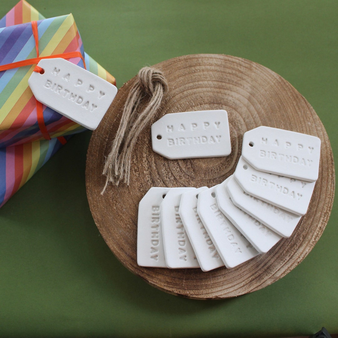 9pk Happy Birthday Clay Gift Tags - Etsy