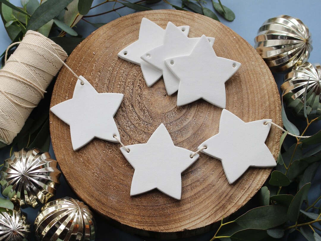 Blank Clay Star Bunting, Clay Star Garland, Paint Your Own Decoration ...