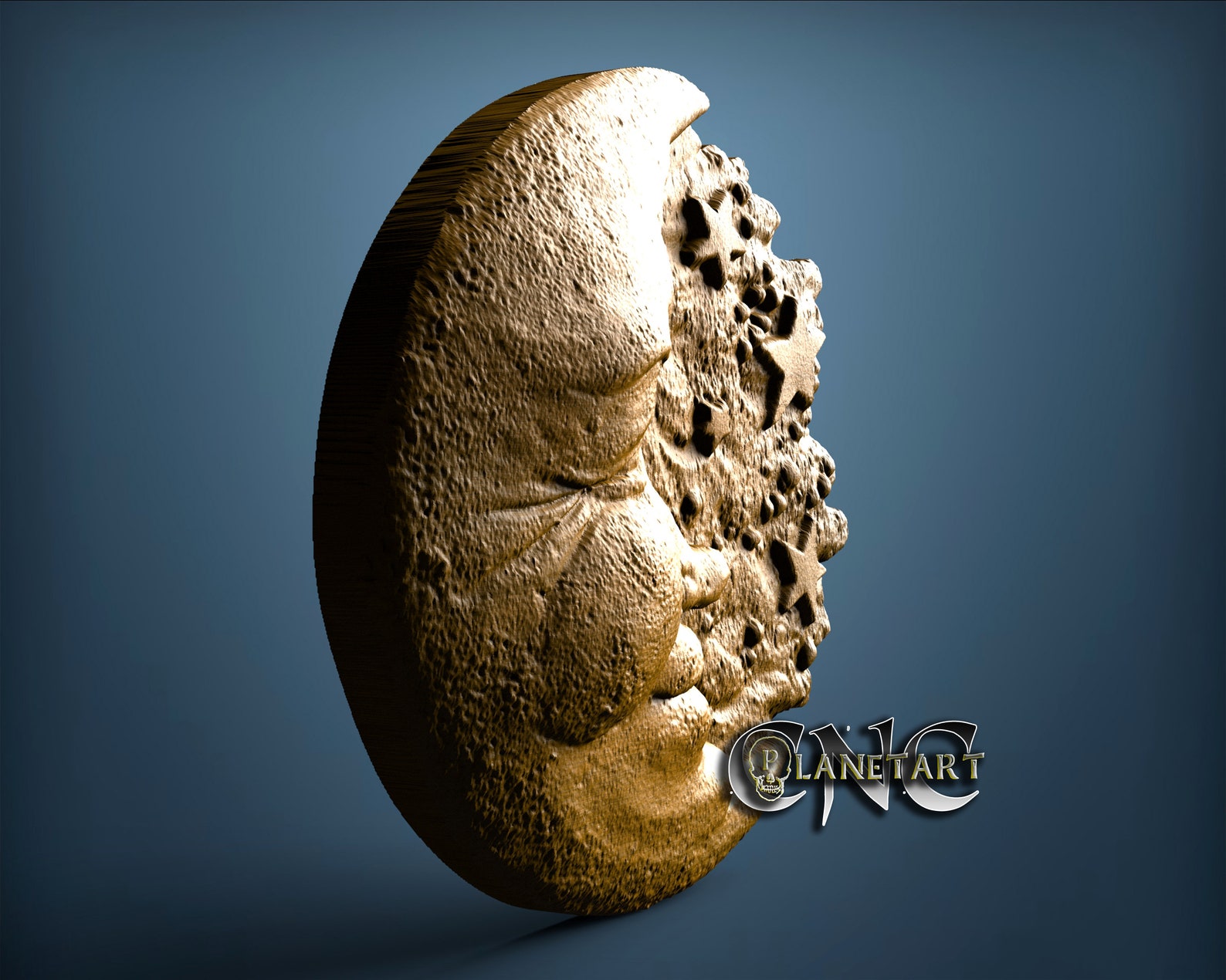 Moon 3d Stl Model Cnc Router Engraver Artcam Aspire Cnc Etsy