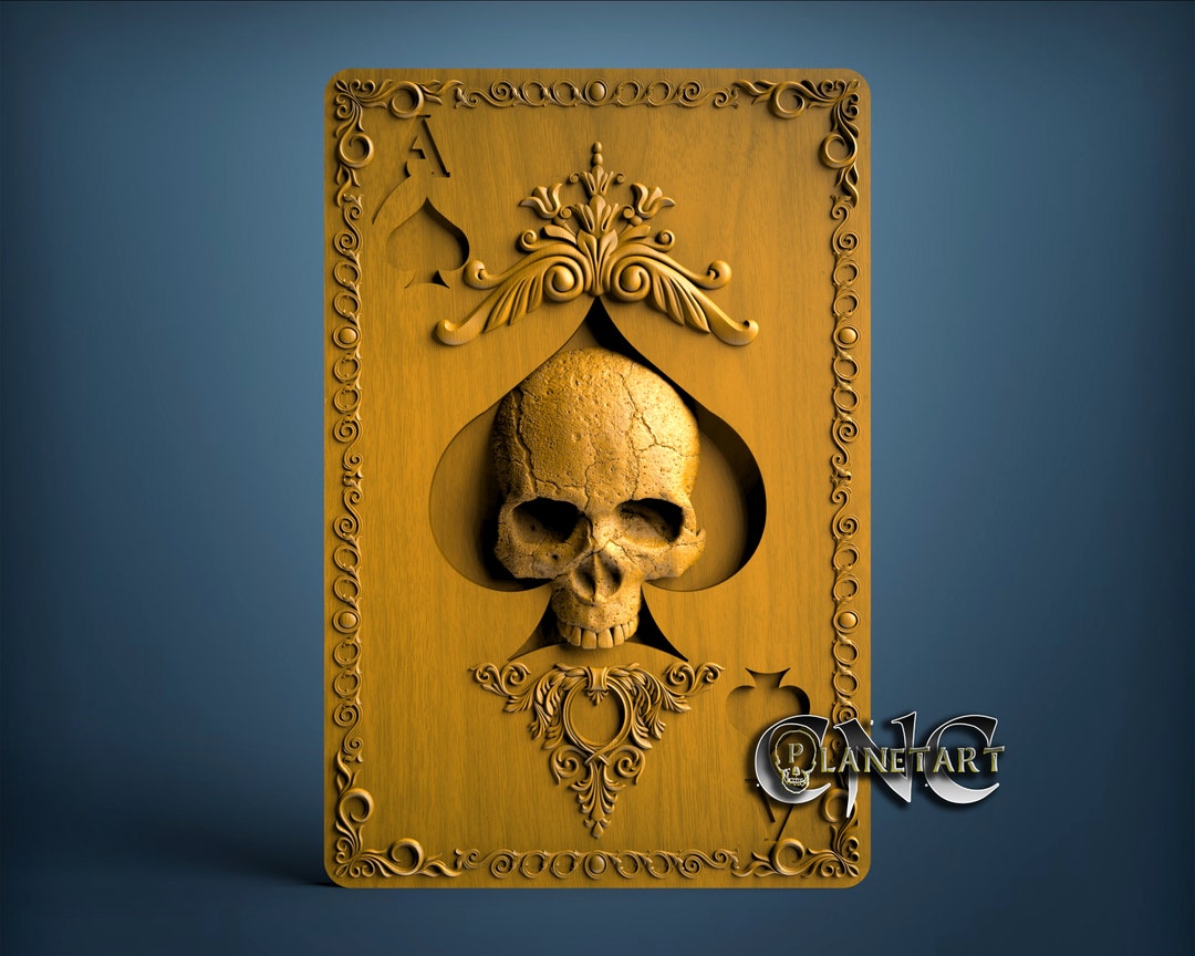 Ace of Spades, 3D STL Model, CNC Router Engraver, Artcam, Aspire, CNC ...