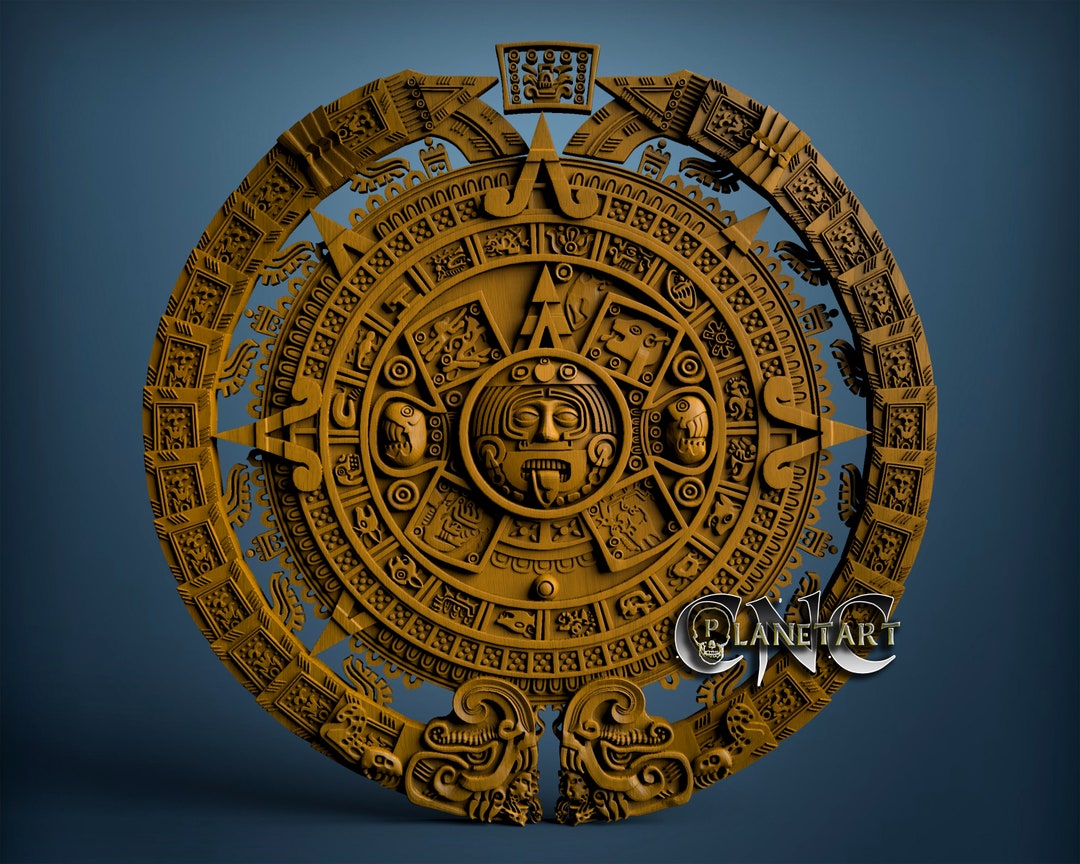 Aztec Calendar, 3D STL Model, CNC Router Engraver, Artcam, Aspire, CNC ...