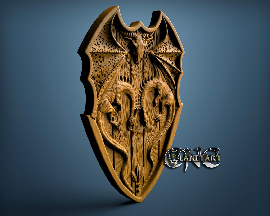 Dragon Shield 3D STL Model CNC Router Engraver Artcam - Etsy