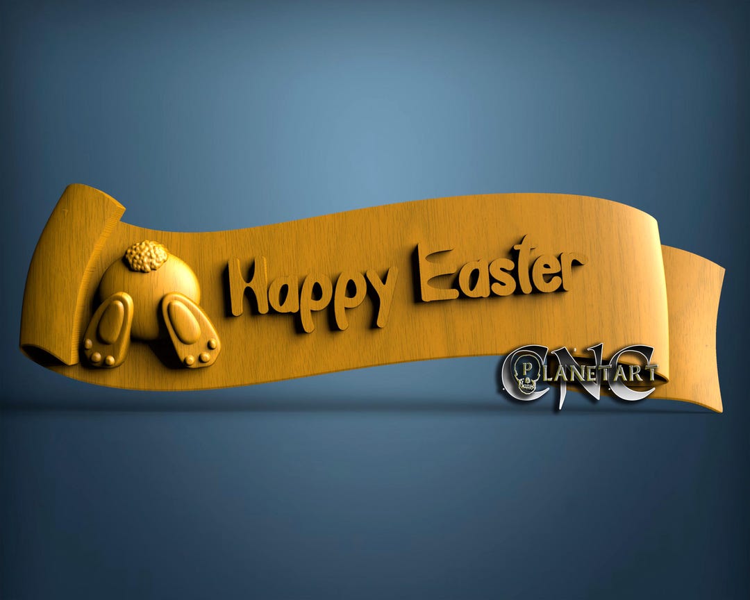 Happy Easter, 3D STL Model, CNC Router Engraver, Artcam, Aspire, CNC ...