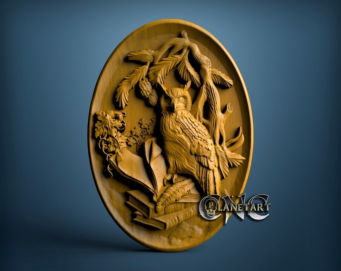 STL File for CNC 3D Printable Owl Wall Plaque Leaves Frame Art Digital ...
