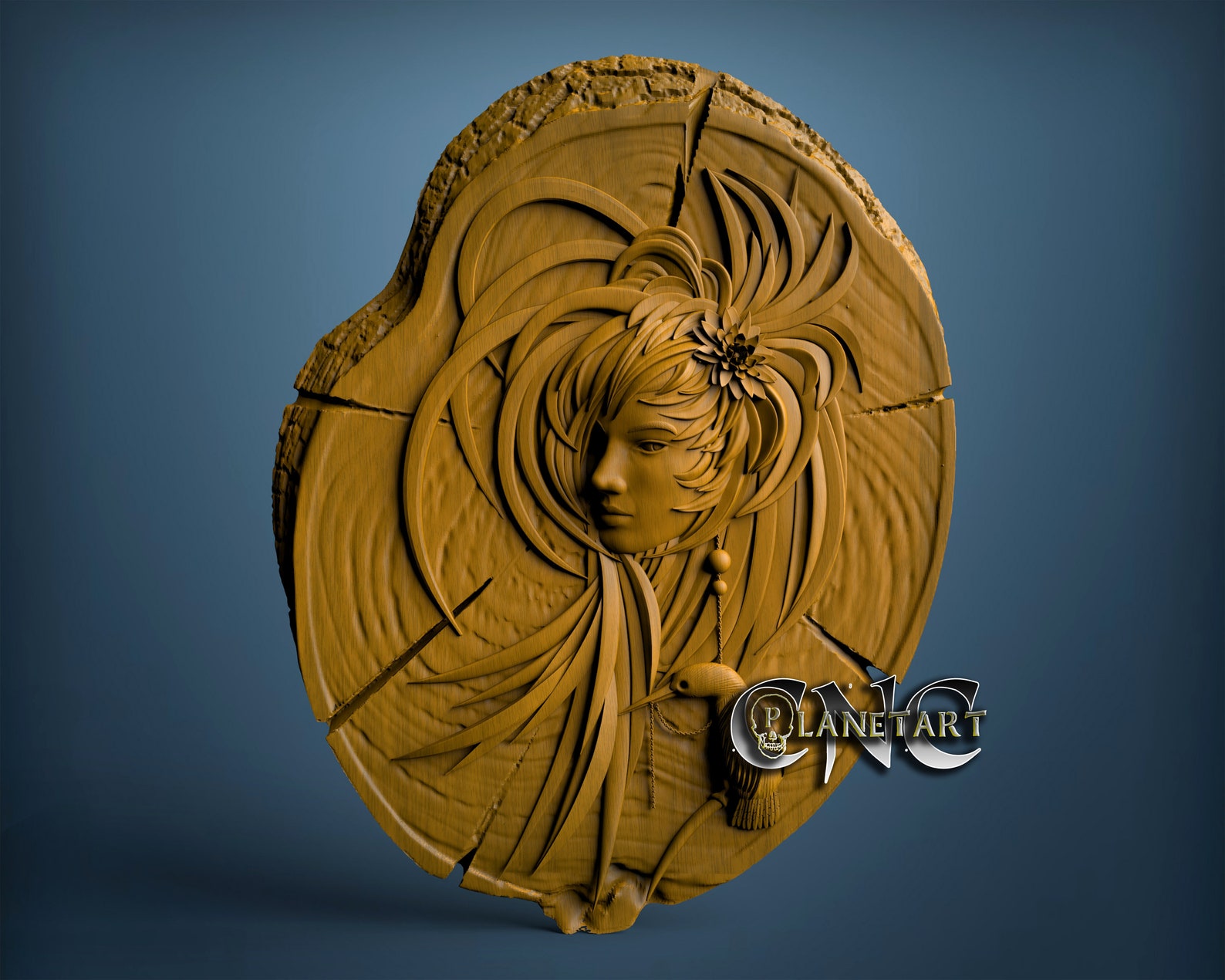 Girl & Bird 3D STL Model CNC Router Engraver Artcam - Etsy