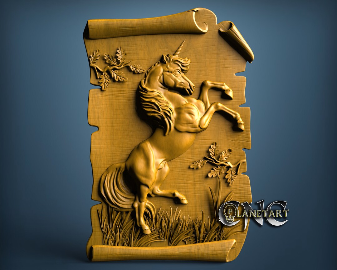 Unicorn, 3D STL Model, CNC Router Engraver, Artcam, Aspire, CNC Files ...