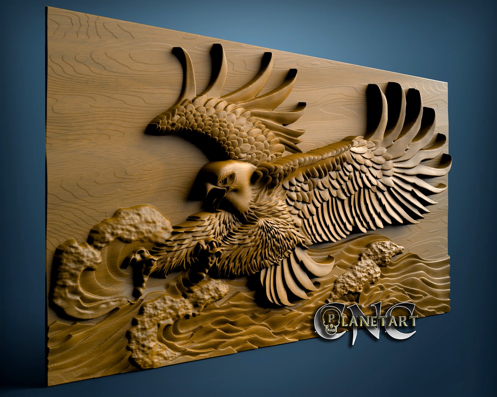 Eagle & Waves 3D STL Model CNC Router Engraver Artcam - Etsy