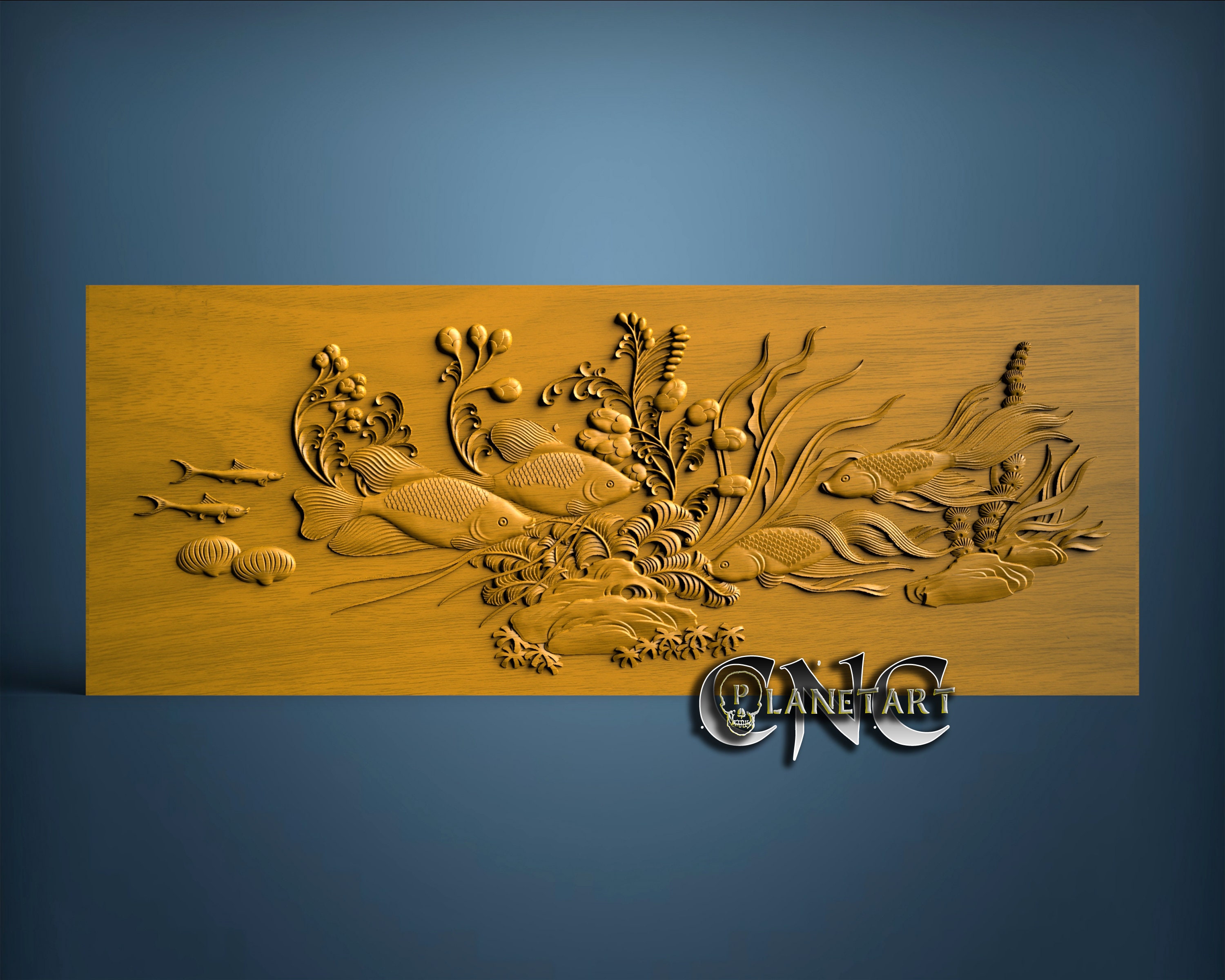 Fish and Lotus 3D STL Model CNC Router Engraver Artcam | Etsy