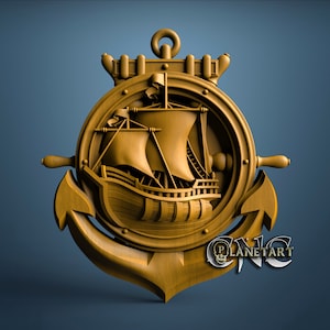 CNC Anchor Nautical Naval pattern 3D design for your CNC router stl ...