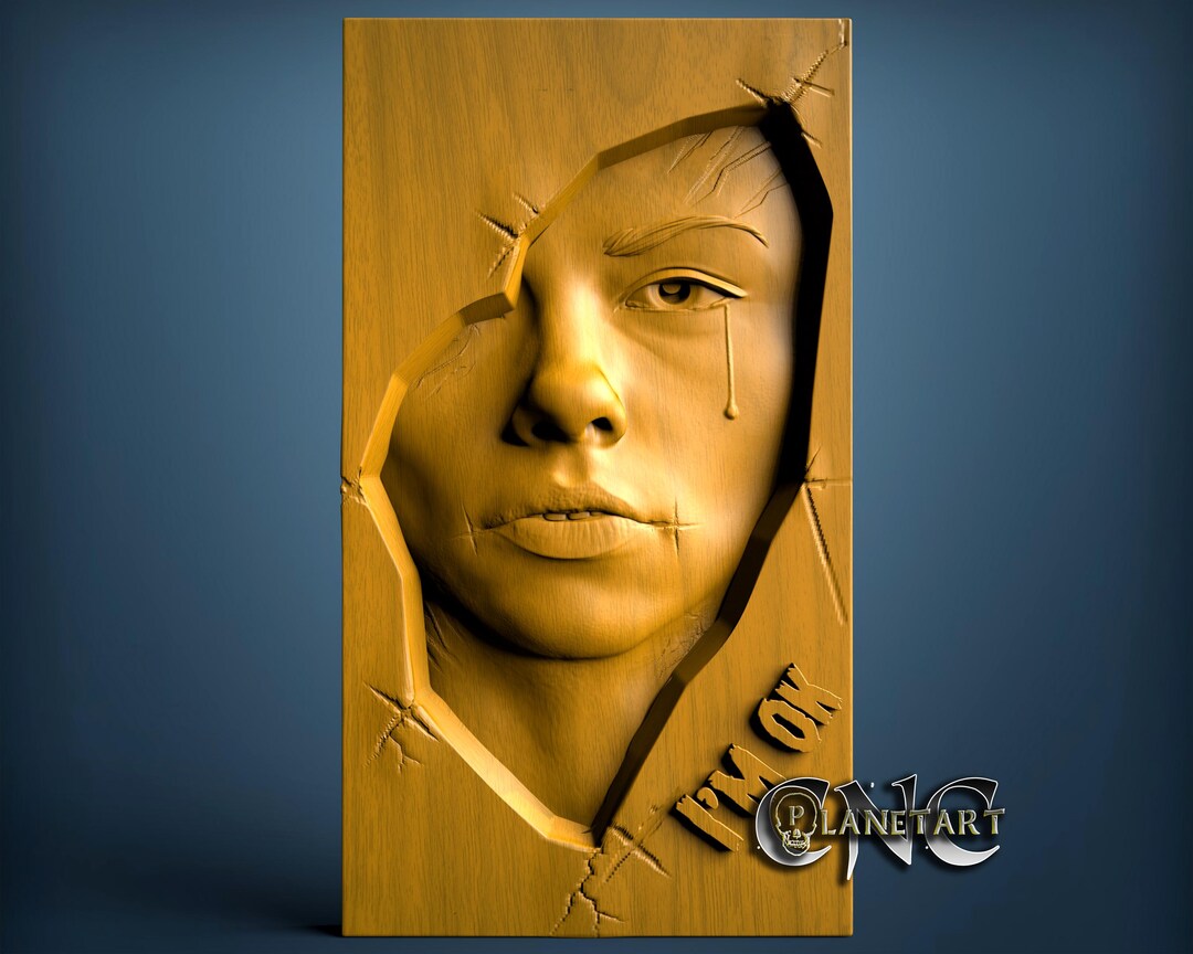 Crying Girl, 3D STL Model, CNC Router Engraver, Artcam, Aspire, CNC ...