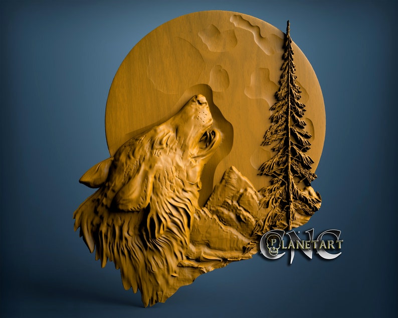 Wolf 3D STL Model CNC Router Engraver Artcam Aspire CNC - Etsy