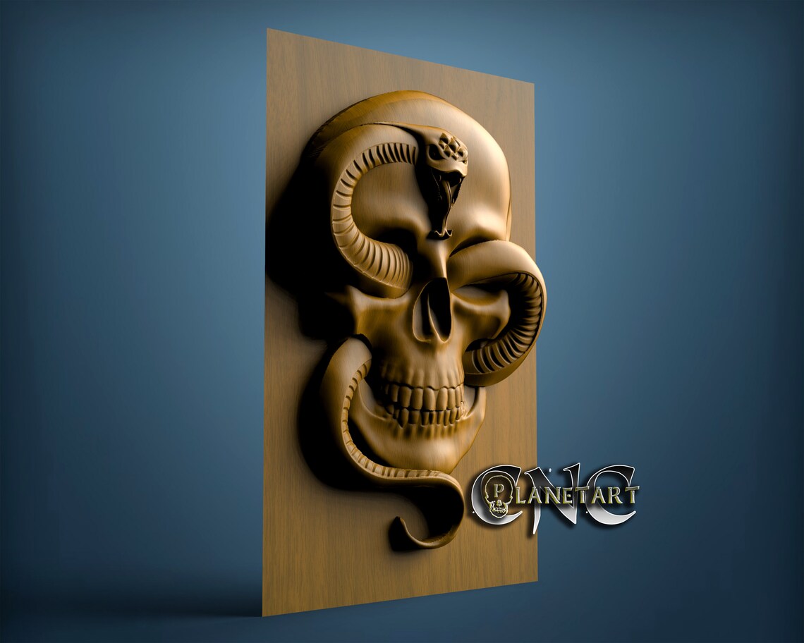 Skull & Snake 3D STL Model CNC Router Engraver Artcam - Etsy
