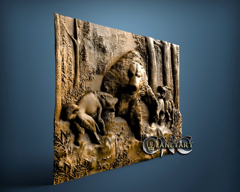 Bears 3D STL Model CNC Router Engraver Artcam Aspire CNC - Etsy