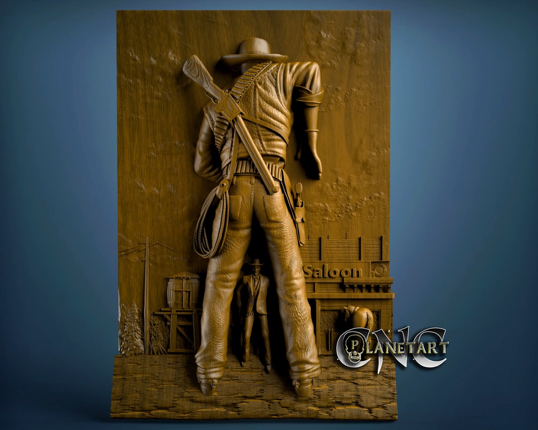 Cowboys Duel, 3D STL Model, CNC Router Engraver, Artcam, Aspire, CNC ...