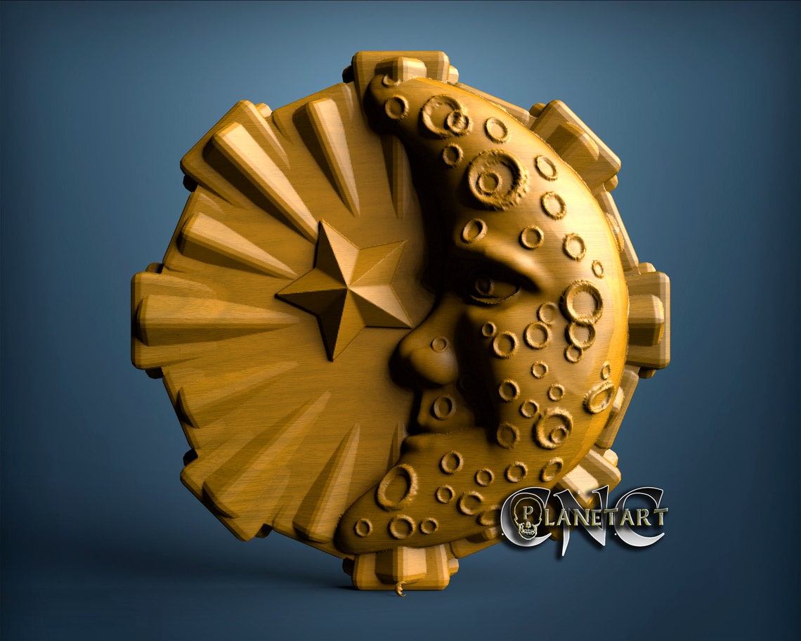 Moon Plaque 3D STL Model CNC Router Engraver Artcam - Etsy