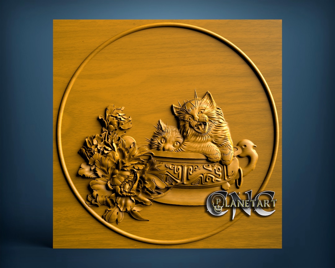 Cats, 3D STL Model, CNC Router Engraver, Artcam, Aspire, CNC Files ...