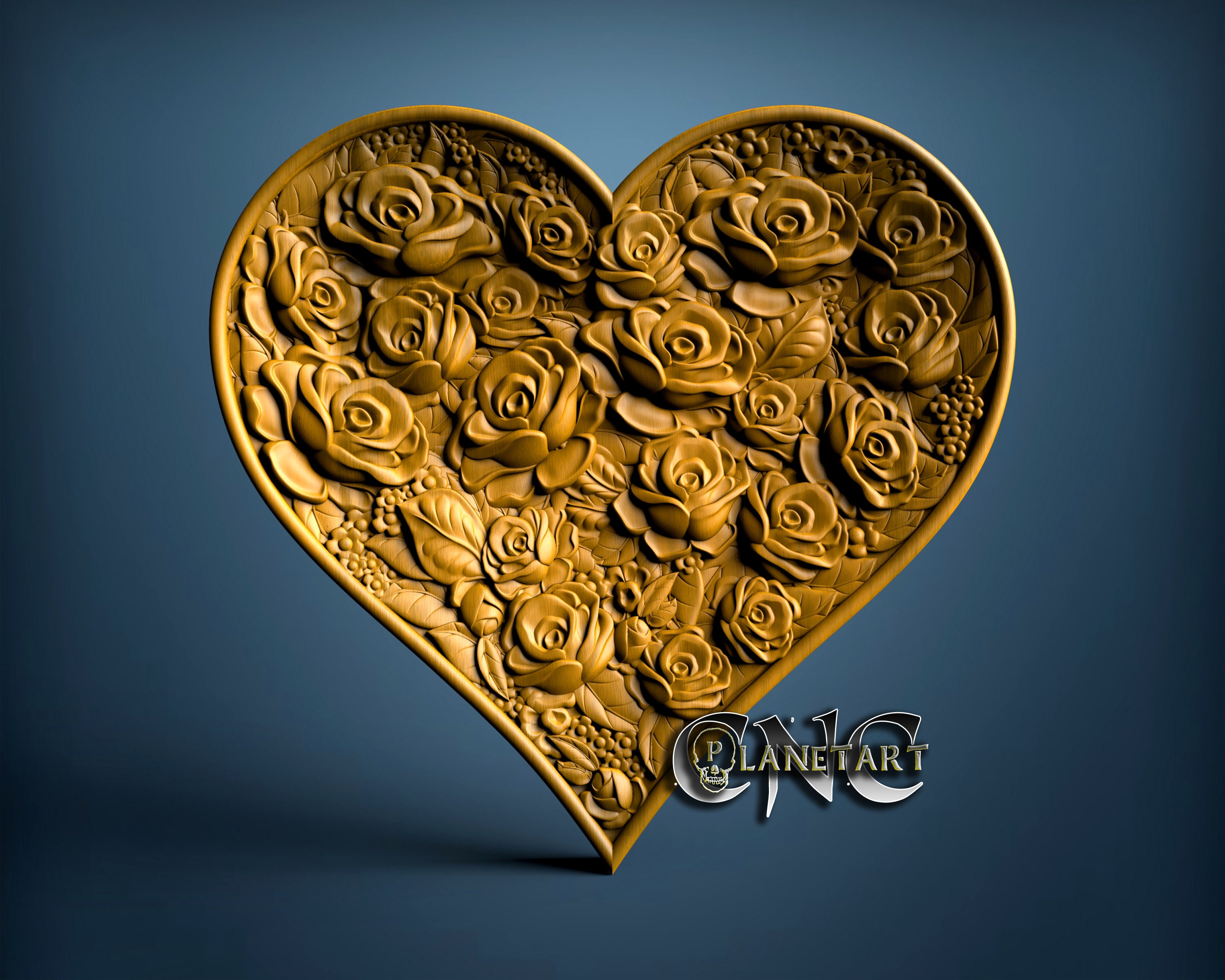 Valentine Roses Heart 3D STL Model CNC Router Engraver | Etsy