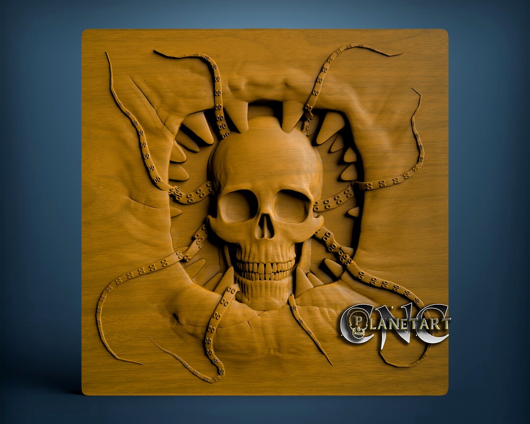 Skull, 3D STL Model, CNC Router Engraver, Artcam, Aspire, CNC Files ...