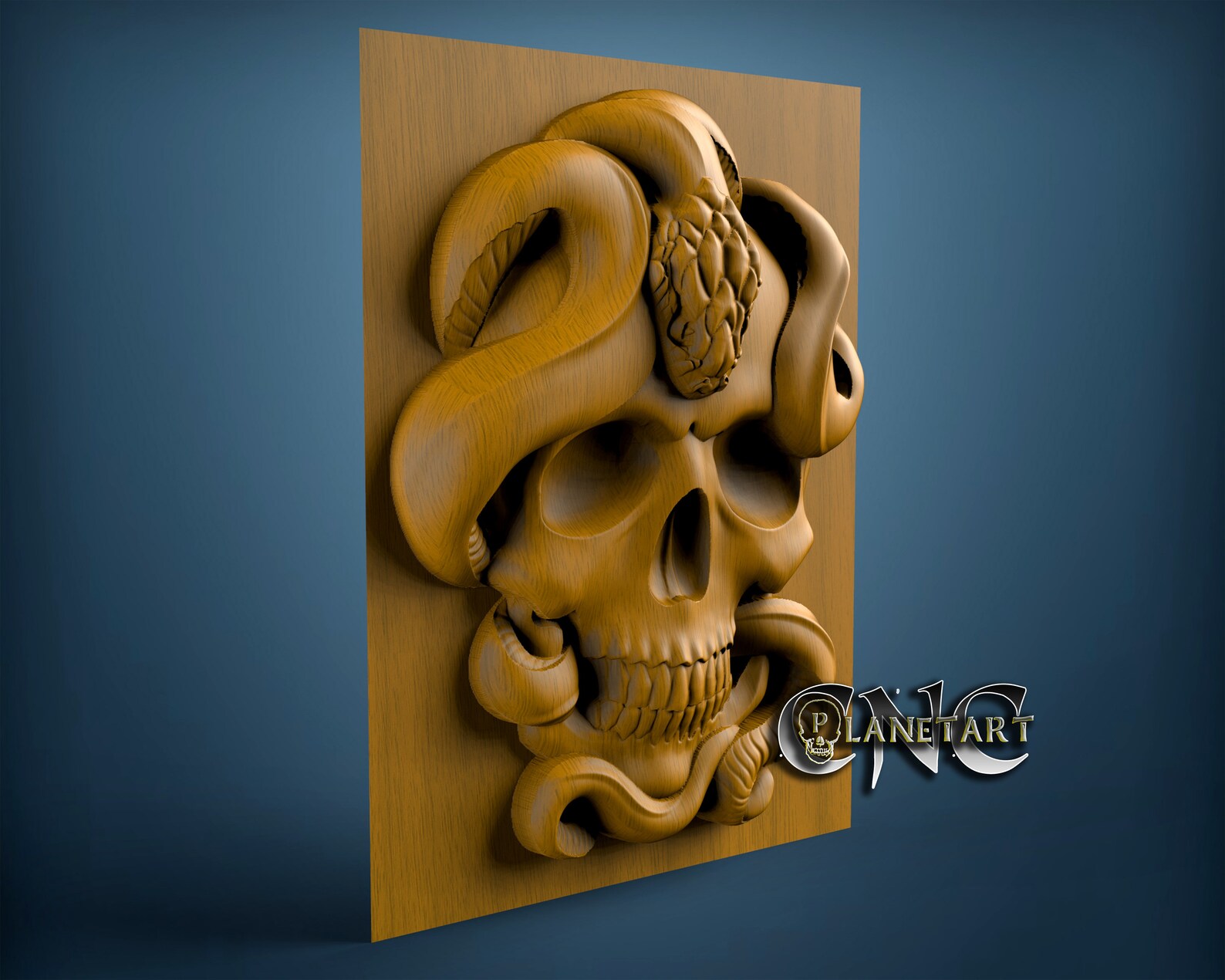 Skull and Snake 3D STL Model CNC Router Engraver Artcam | Etsy