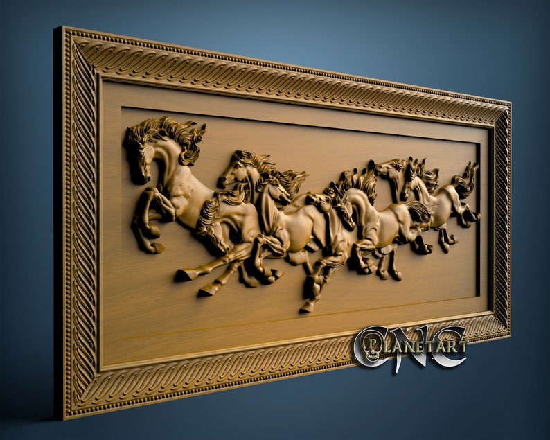 Horses Framed 3D STL Model CNC Router Engraver Artcam - Etsy