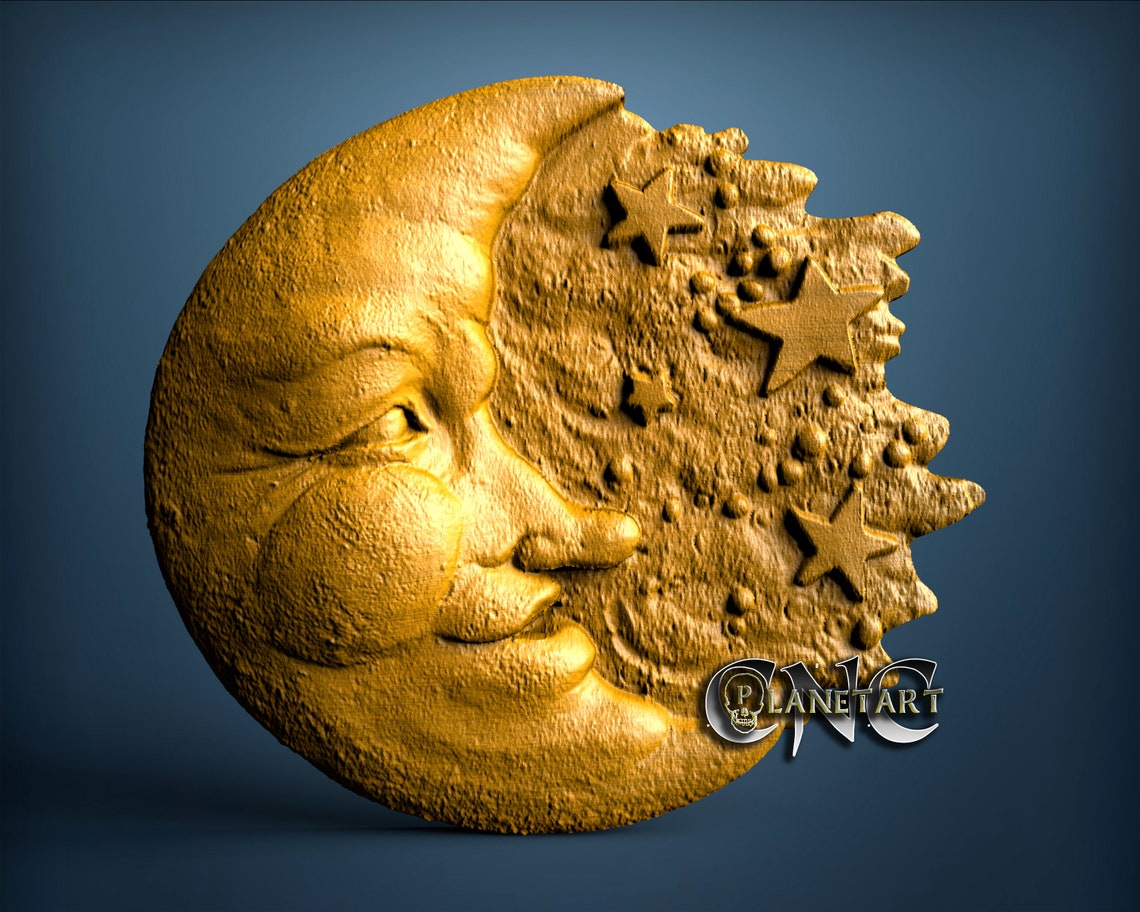 Moon 3d Stl Model Cnc Router Engraver Artcam Aspire Cnc Etsy