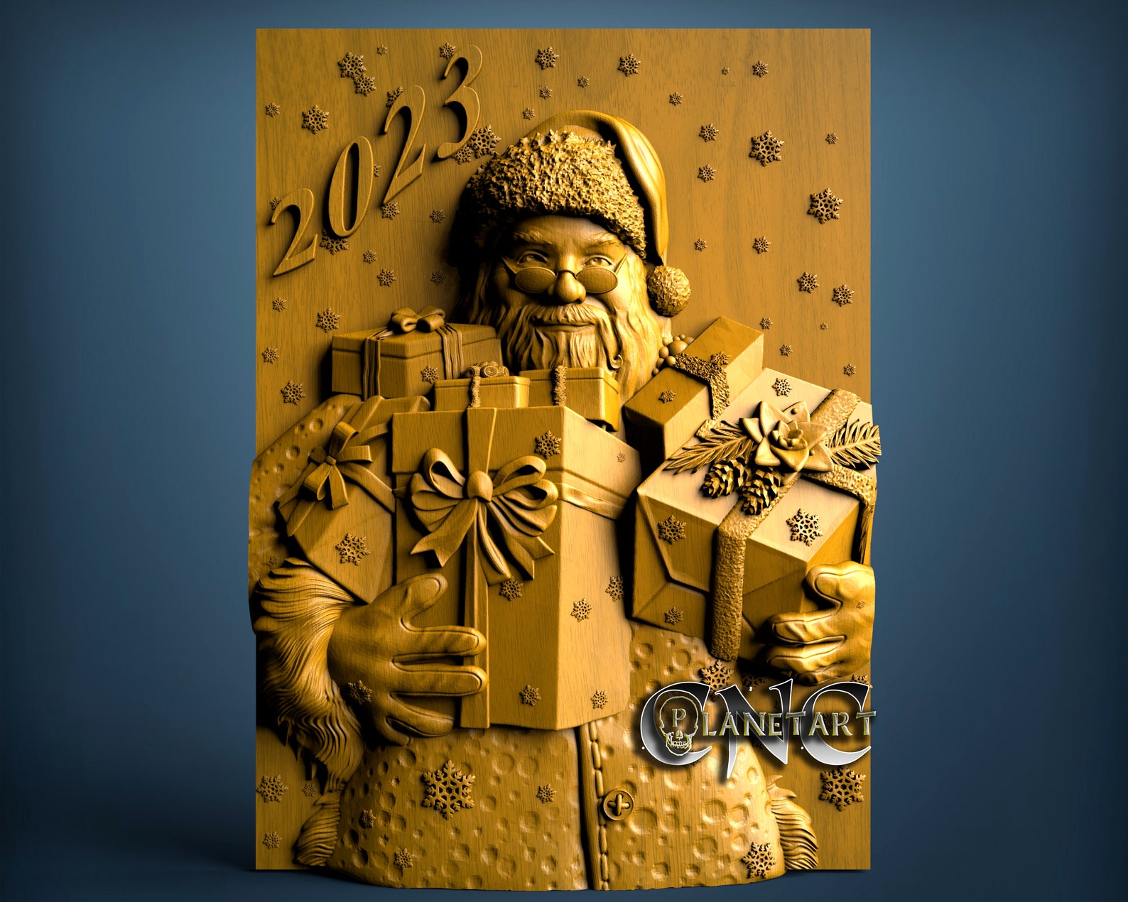 Santa With Gifts 2023 3D STL Model CNC Router Engraver - Etsy