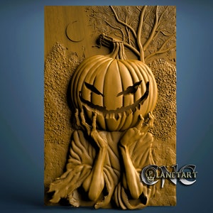 Pumpkin Head, 3D STL Model, CNC Router Engraver, Artcam, Aspire, CNC ...