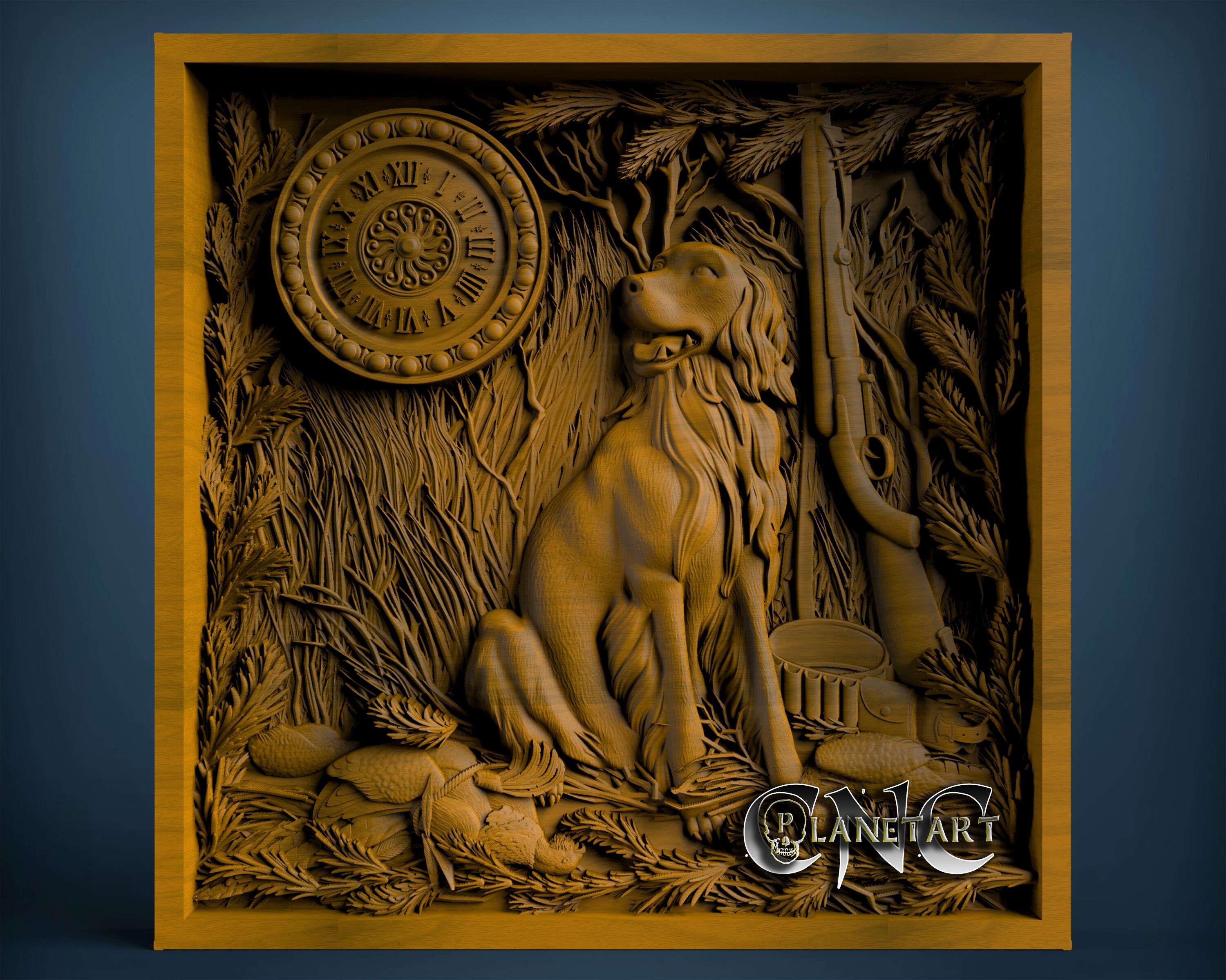 Hunting Dog Clock 3D STL Model CNC Router Engraver Artcam | Etsy