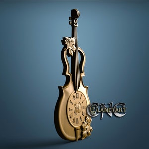 Violin Clock, 3D STL Model, CNC Router Engraver, Artcam, Aspire, CNC ...