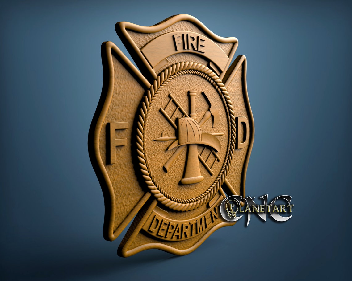 Fire Department Badge 3D STL Model CNC Router Engraver - Etsy