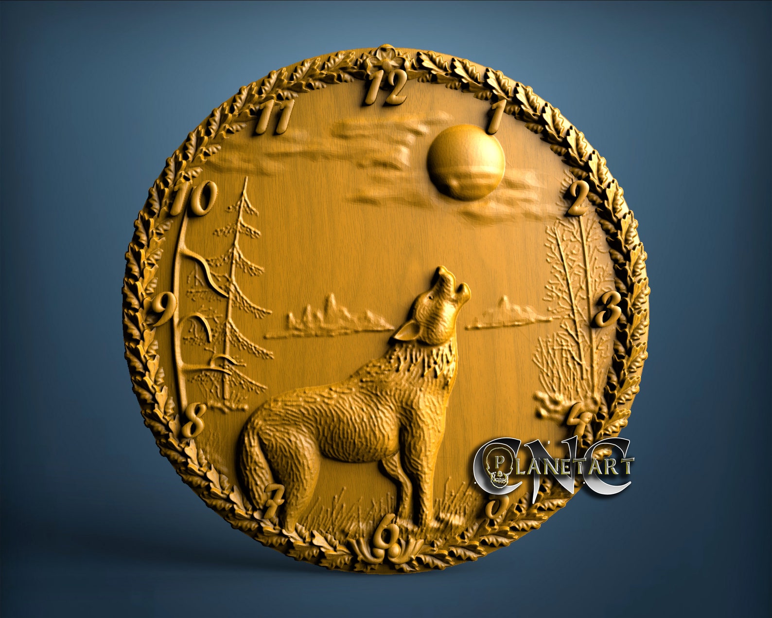 Wolf Clock 3D STL Model CNC Router Engraver Artcam Aspire - Etsy
