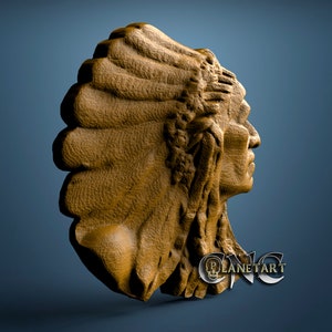 Indian Head, 3D STL Model, CNC Router Engraver, Artcam, Aspire, CNC ...